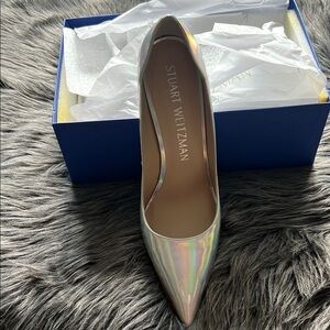 Stuart Weitzman | Shoes | Stuart Weitzman Iridescent Silver Stiletto ...